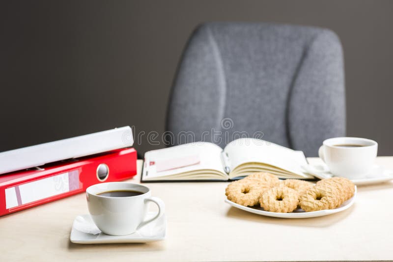 A Break at Work - Time for Something Sweet. Stock Image - Image of ...