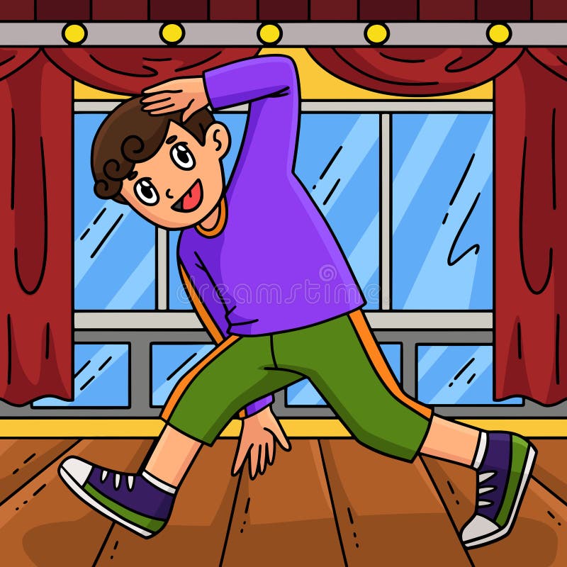 Breakdance B Boy Doing Spin Down Shuffle Colored Stock Illustration ...