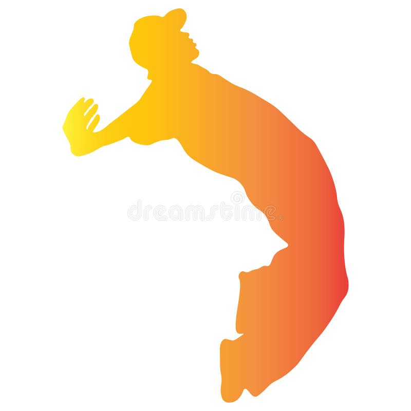 Breakdance Silhouette Isolated on White Background. Flat Vector ...