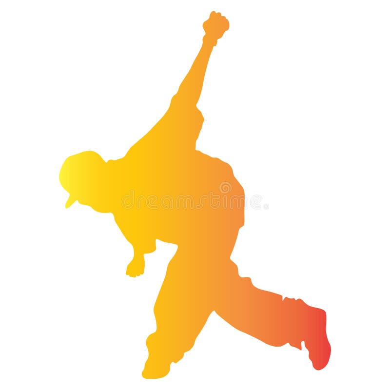 Breakdance Silhouette Isolated on White Background. Flat Vector ...