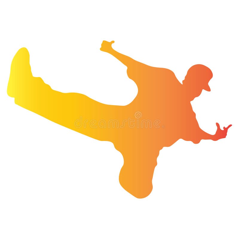 Breakdance Silhouette Isolated on White Background. Flat Vector ...