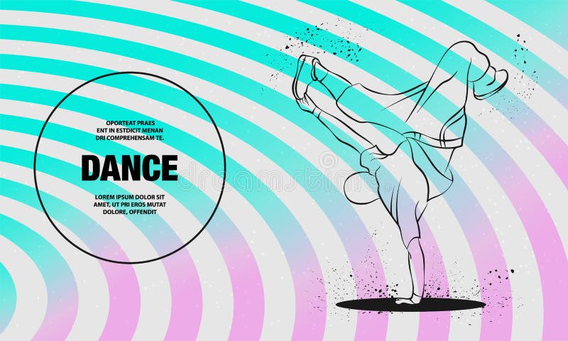 Breakdancer Dancing and Making a Frieze on One Hand. Vector Outline of ...