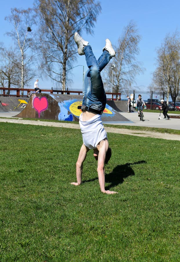 Breakdancer doing a flip stock photo. Image of acrobat - 24613284