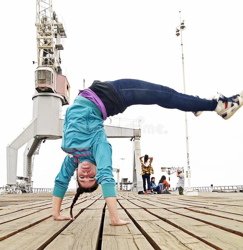 Breakdancer Handstand on One Hand Stock Photo - Image of person, woman ...