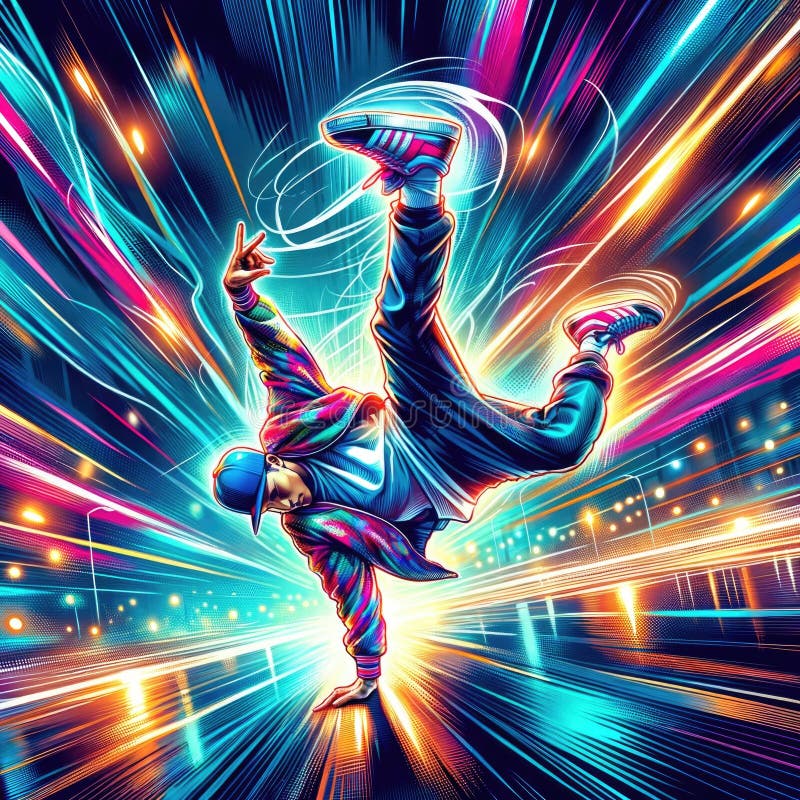 A Breakdancer Performing a Bottom Break, Viewed from a Low Angle ...