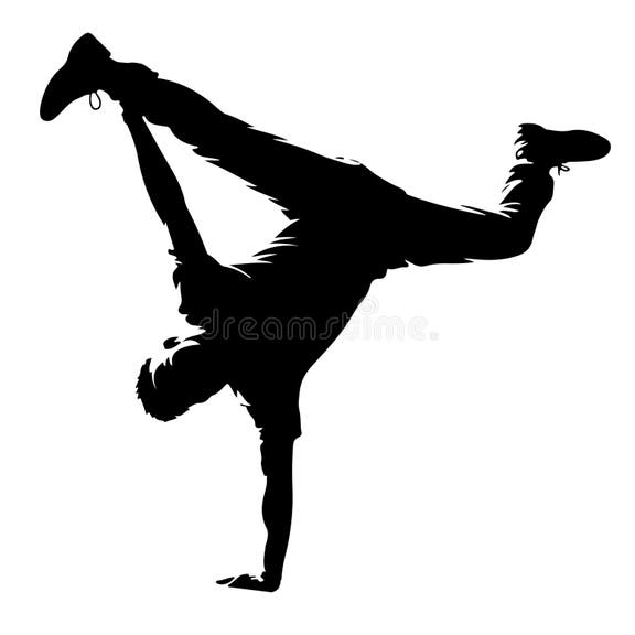 Breakdancer Performing Handstand Split Silhouette Dancing Stock Vector ...