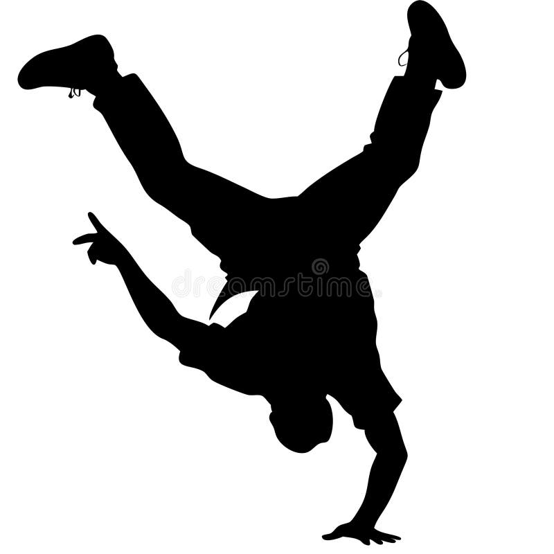 Breakdancer Silhouette Performing Handstand Urban Dance Vector Art ...