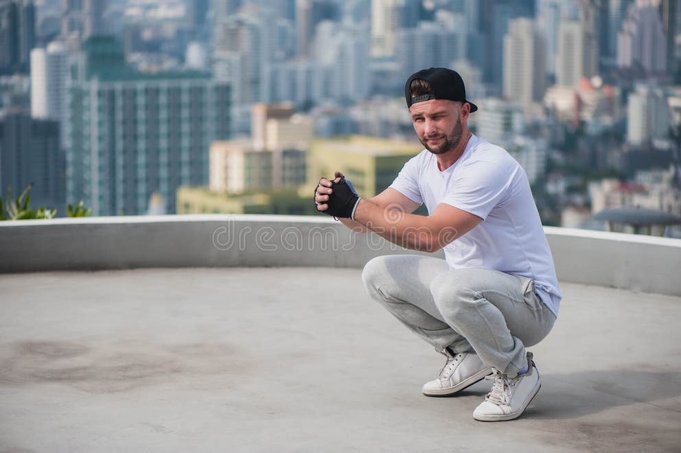 Breakdancer Sitting at the Roof Stock Image - Image of hiphop ...