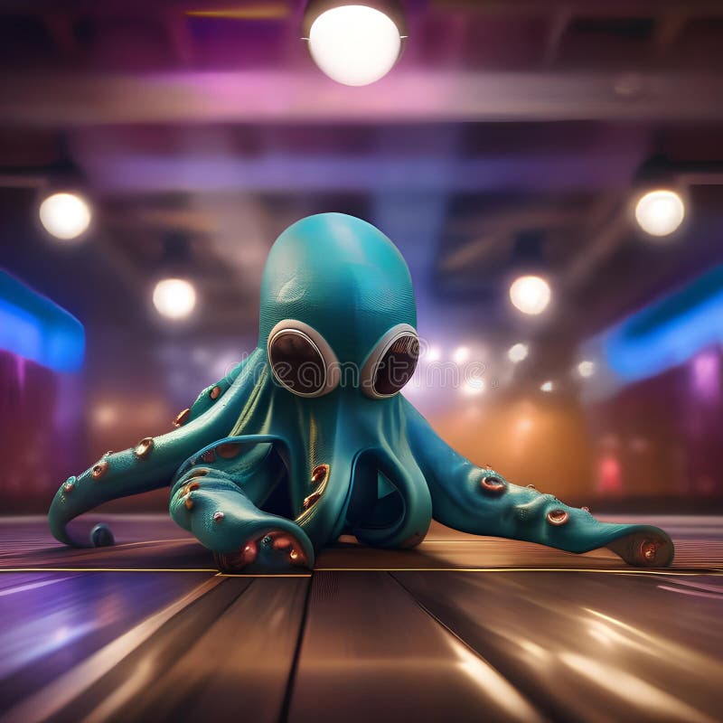A Breakdancing Octopus in Breakdance Attire, Spinning on the Dance ...