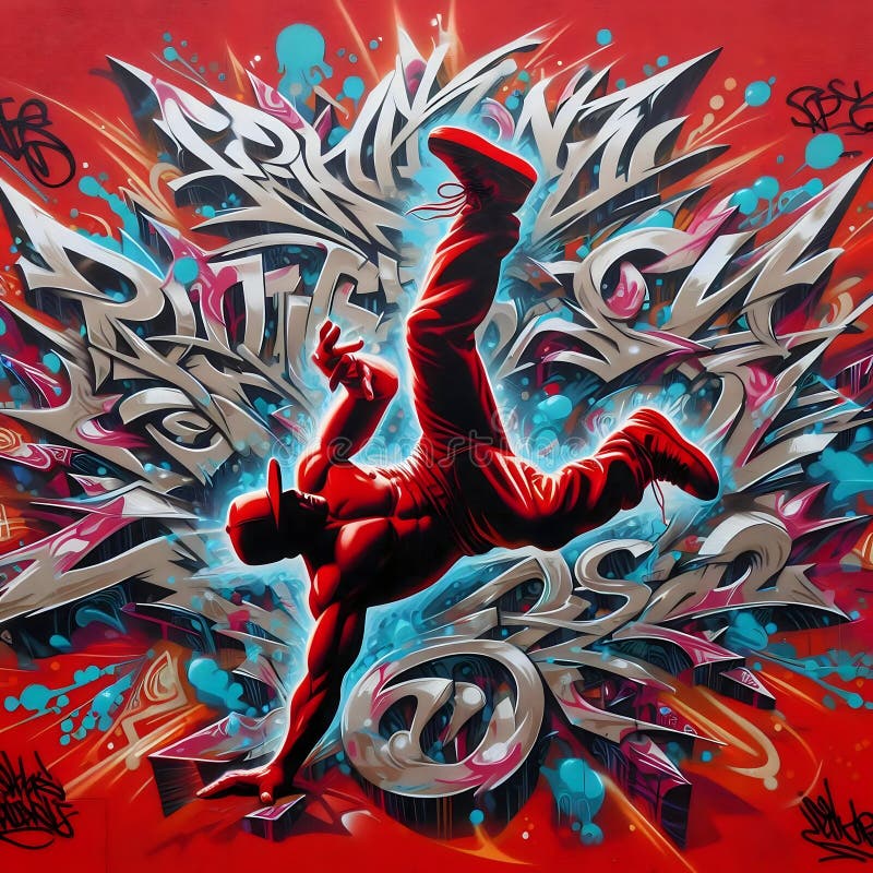 Breakdancing Poster with Graffiti Design Stock Illustration ...