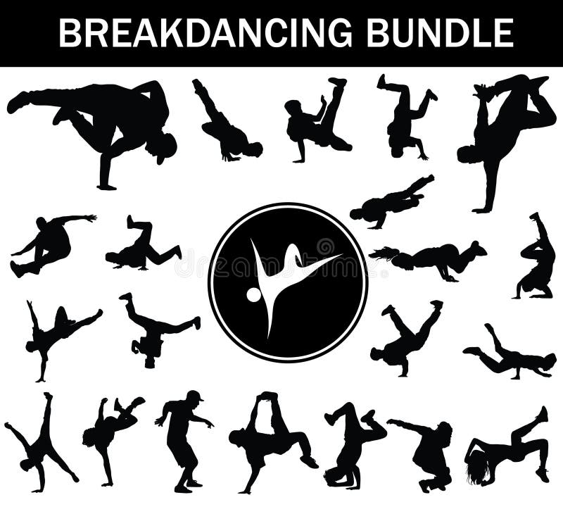 Breakdancing Silhouette Bundle Stock Vector - Illustration of ground ...