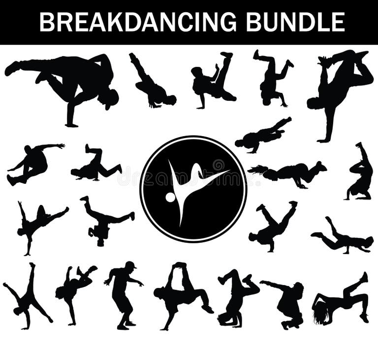 Breakdancing Silhouette Bundle Stock Vector - Illustration of ground ...