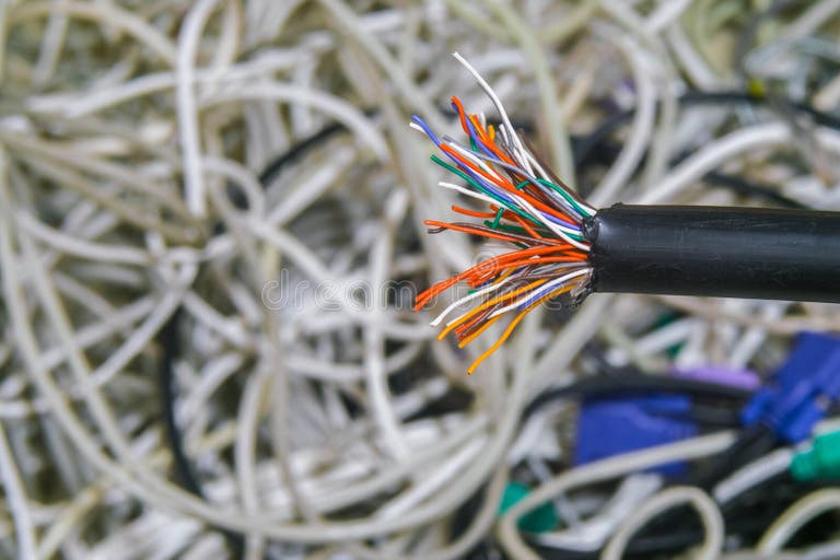 Breakdown of Communication Equipment. a Damaged Multi-core Cable is ...