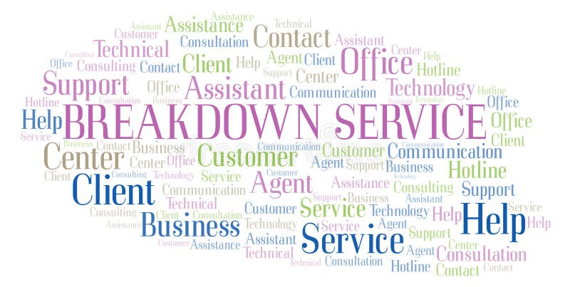 Breakdown Service Word Cloud Stock Illustration - Illustration of ...