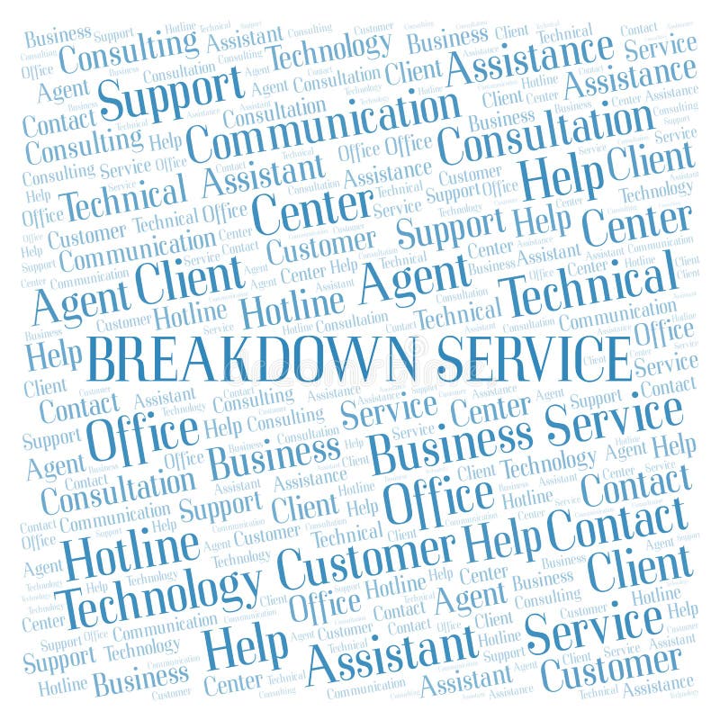 Breakdown Service Word Cloud Stock Illustration - Illustration of ...