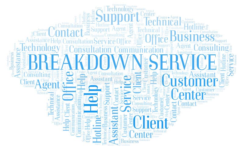 Breakdown Service Word Cloud Stock Illustration - Illustration of ...