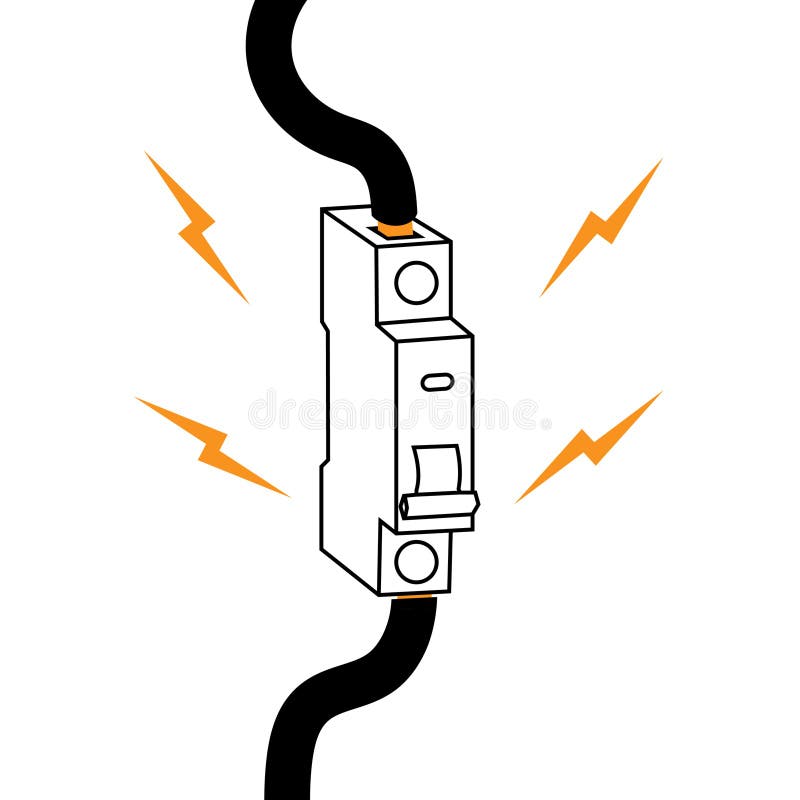 The Wire Under Tension. Short Circuit, Red Flame and Fire Stock Vector ...