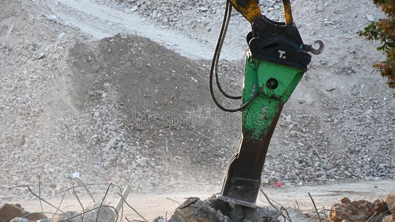 A Breaker Crushes Concrete. Demolition Stock Footage - Video of ...
