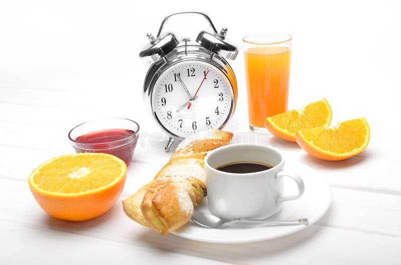 Breakfast and alarm clock stock image. Image of sweet - 50305105