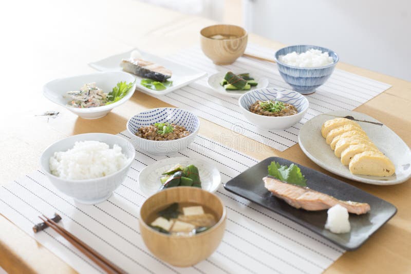 Eating at Home of Japan Breakfast Stock Photo - Image of fish, fried ...