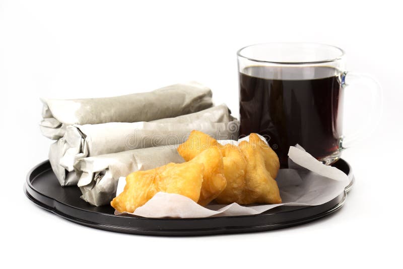 Breakfast Asian Style Deep Fried Dough Stick and Roti Flat Bread Stock ...