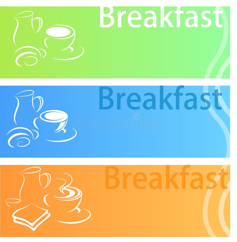 Breakfast banner flat set stock vector. Illustration of flat - 56903433