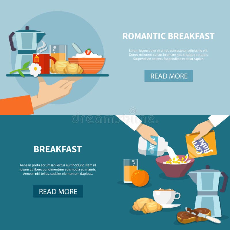Breakfast Banners Set stock vector. Illustration of horizontal - 109315602
