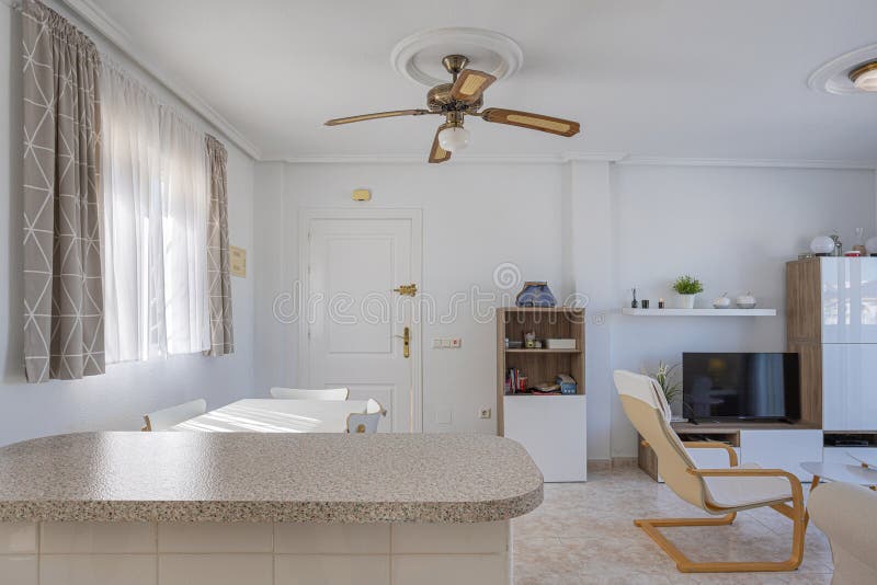 Breakfast Bar Overlooking Open Living Space Editorial Stock Image ...