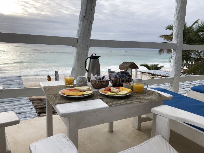 Breakfast on the Beach in Mexico Stock Photo - Image of sunrise ...