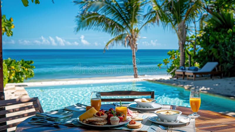 Breakfast on the Beach by the Pool with a Look Over the Ocean ...