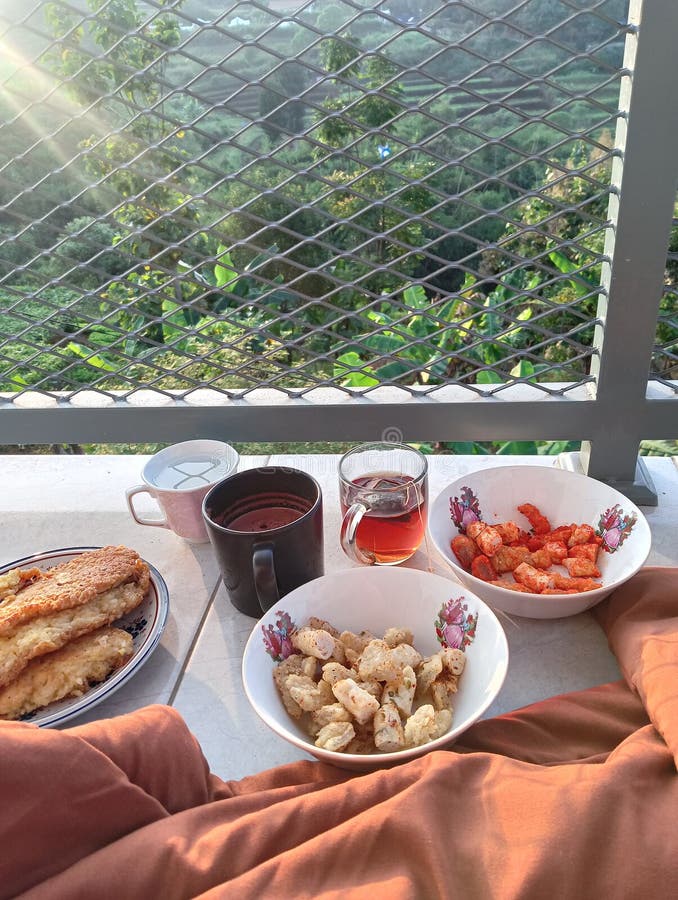 Breakfast at Beautiful Garden with Soul Peace Stock Image - Image of ...