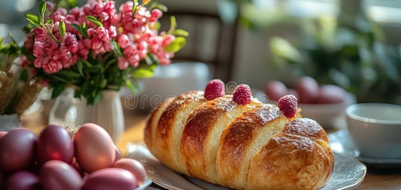 Breakfast on Beautifully Decorated Table for Easter Stock Illustration ...