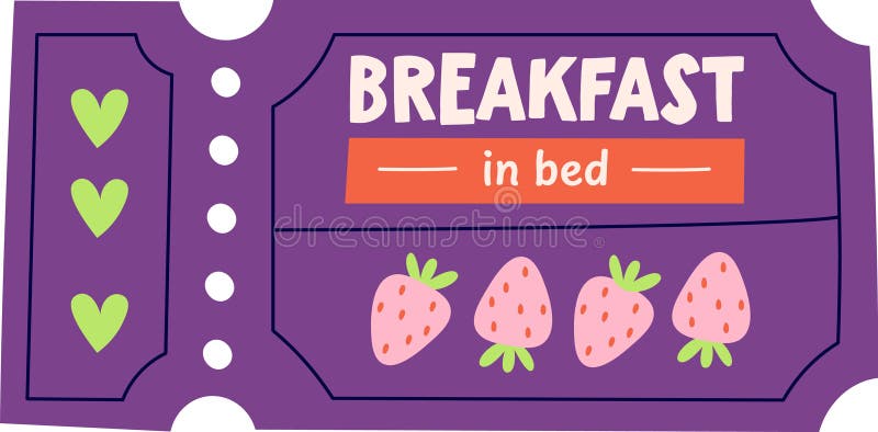 Breakfast in Bed Coupon Ticket Stock Vector - Illustration of surprise ...
