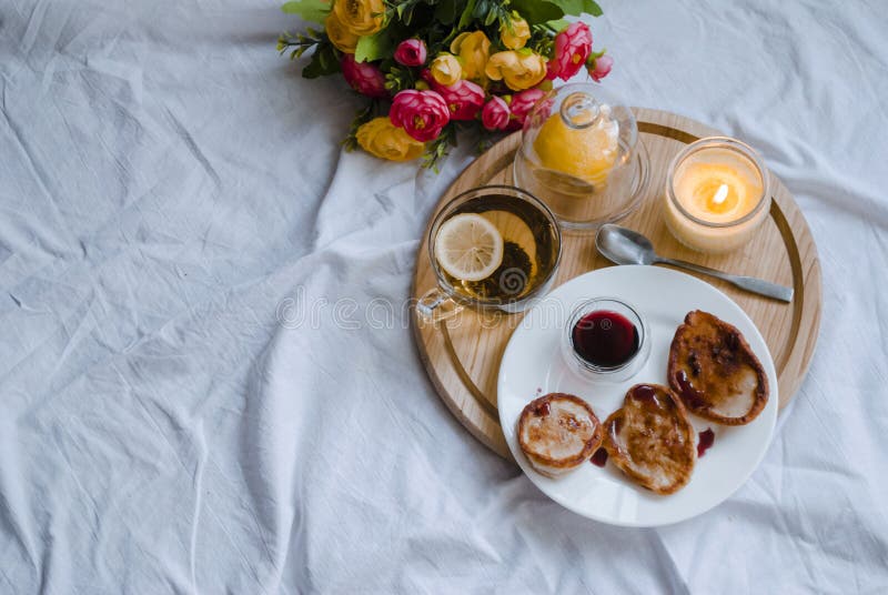 Breakfast in Bed. Homeliness Stock Photo - Image of bedroom, lifestyle ...