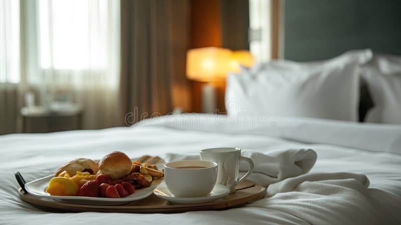 Breakfast on the Bed at the Hotel Stock Photo - Image of lifestyle ...