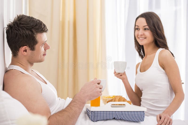 Breakfast in bed stock image. Image of lying, home, breakfast - 52726287
