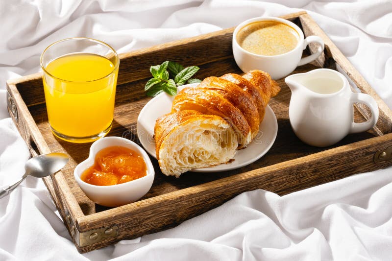 Breakfast in Bed on a Sunny Morning Stock Image - Image of continental ...