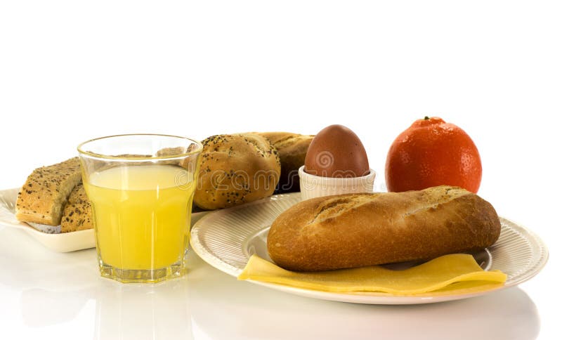 Breakfast with Beverage and Bread Stock Image - Image of orange, yellow ...