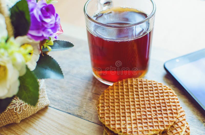 Breakfast of Biscuits with Tea. Morning Meal Stock Image - Image of ...