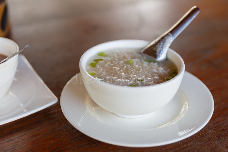 Breakfast with Boil Rice in White Bowl Stock Photo - Image of dinner ...