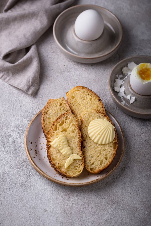 Breakfast with Boiled Eggs, Bread and Butter Stock Photo - Image of cooked, jewish: 345651628