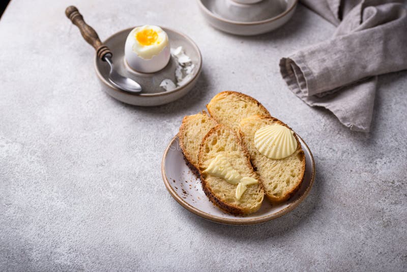 Breakfast with Boiled Eggs, Bread and Butter Stock Photo - Image of cooked, fresh: 347786462