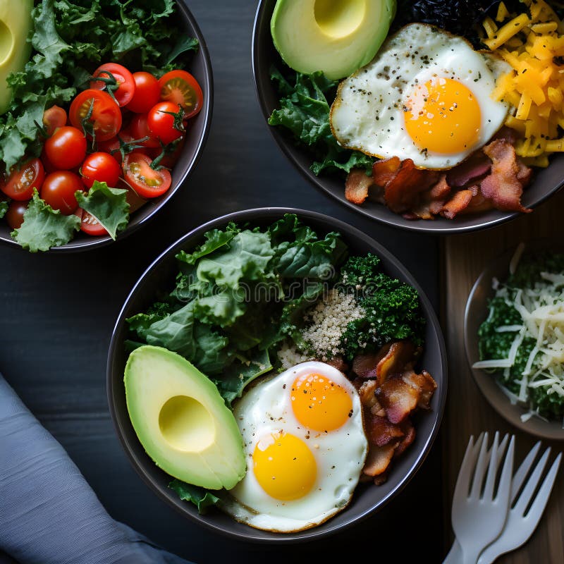 Breakfast Bowls Rustic Style, Minimalistic Concept. Protein Everywhere ...