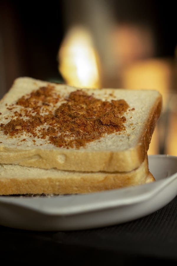 Bread with Topping from Eye Level Angle Stock Photo - Image of sarapan ...