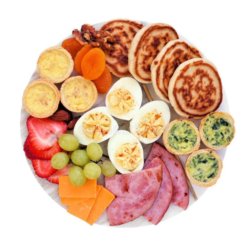 Breakfast or Brunch Grazing Board. Top Down View Isolated on a White ...