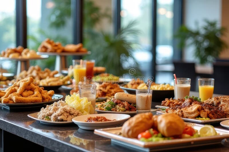 Breakfast Buffet Arrangement Stock Illustration - Illustration of ...