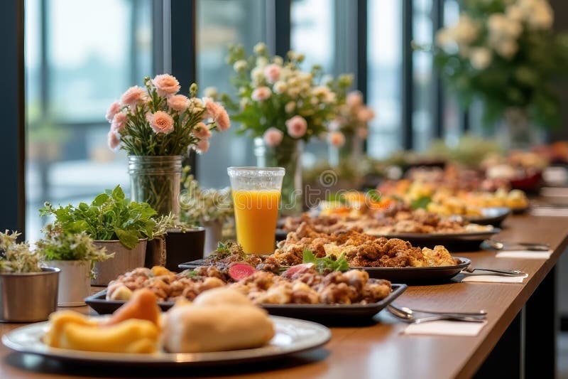 Breakfast Buffet Arrangement Stock Illustration - Illustration of ...