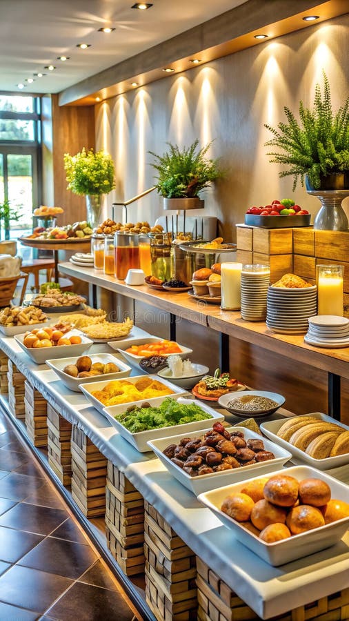 Breakfast Buffet in a Hotel for Hotel Guests. Stock Illustration ...
