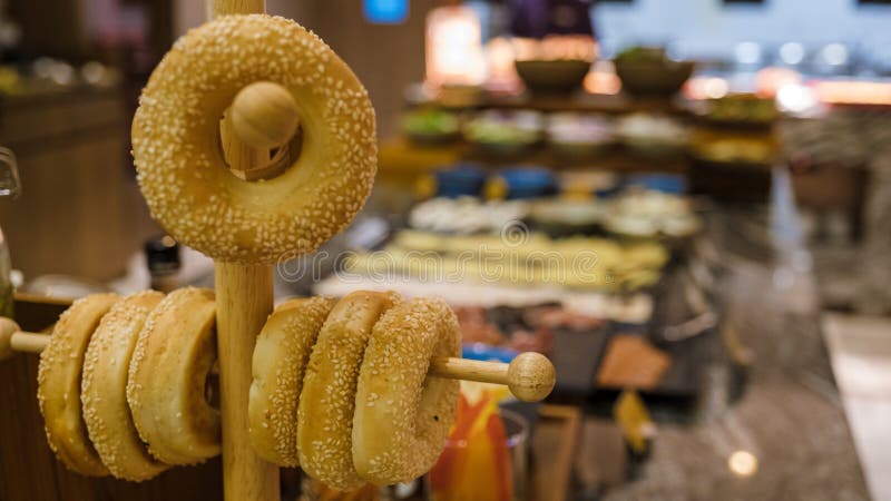 Breakfast Buffet in a Luxury Hotel, Bread Corner with Croisant Muffin ...