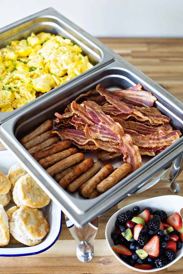 Breakfast Buffet with Scrambled Eggs and Bacon Stock Photo - Image of ...